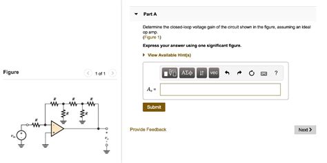 solved part a determine the closed loop voltage gain of the circuit