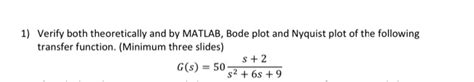 Solved 1 Verify Both Theoretically And By Matlab Bode Plot