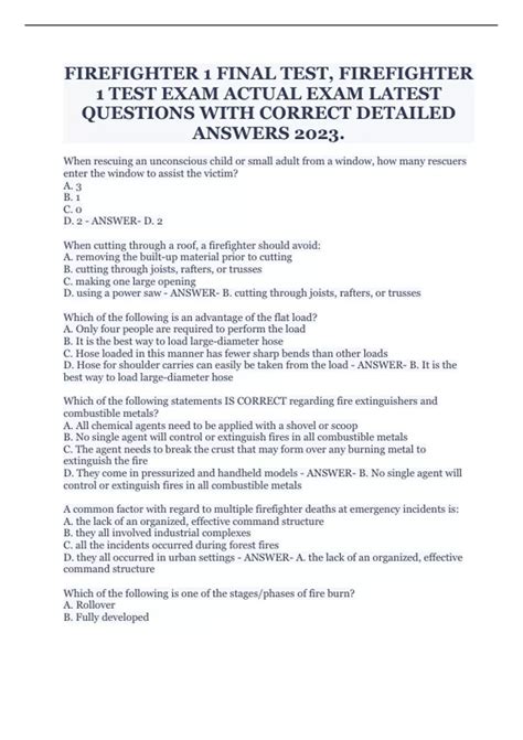 Firefighter 1 Final Test Firefighter 1 Test Exam Actual Exam Latest