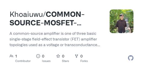 Github Khoaiuwu Common Source Mosfet Amplifier Numerical And Ltspice Simulation A Common