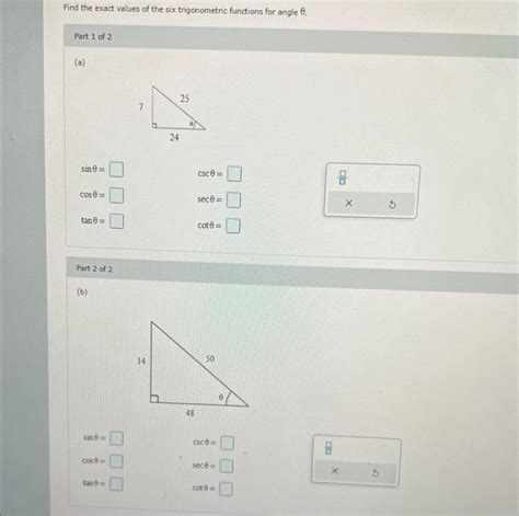 Solved Find The Exact Values Of The Six Trigonometric Fu