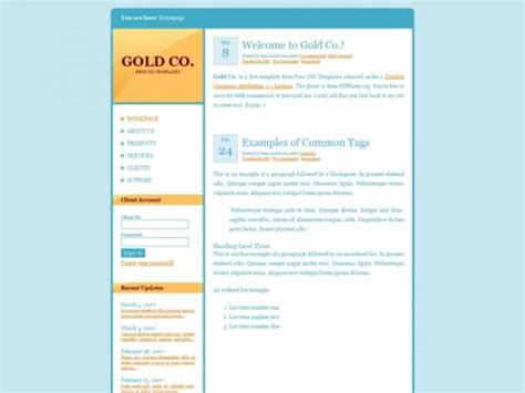 Free HTML CSS Template Gold Co Free HTML Templates Free CSS Templates And More