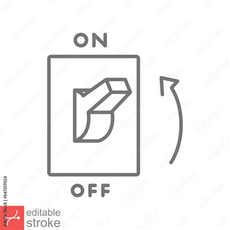 Light On Electric Switch Icon Simple Outline Style Power Turn On Button Toggle Switch On