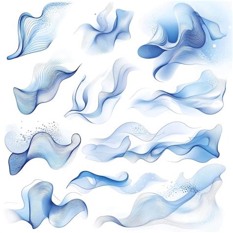 Abstract Blue Wavy Lines Swirling Shapes Flowing Design Elements Graphic Design Vector