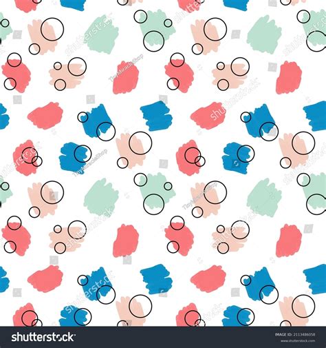 Watercolor Splashes Black Outline Circles Seamless Stock Vector Royalty Free 2113486058