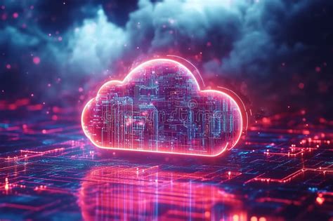 Cloud Computing Abstract Digital Technology Background Futuristic Server Network Data Storage