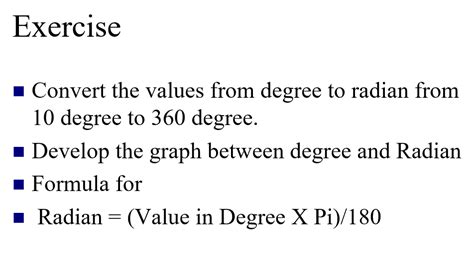 Solved Exercise Convert The Values From Degree To Radian Chegg