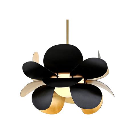 Corbett Ginger 34 Wide Black And Gold Leaf Pendant Light 86d57 Lamps Plus