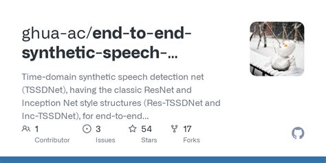 Github Ghua Acend To End Synthetic Speech Detection Time Domain