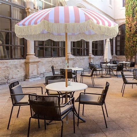 Alixce 2m Pink Striped Sunshade Parasol Umbrella Pool