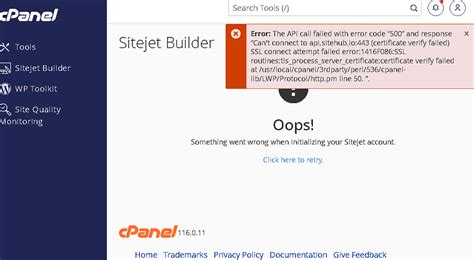 cpanel clean installed cpanel sitejet is not working cpanel