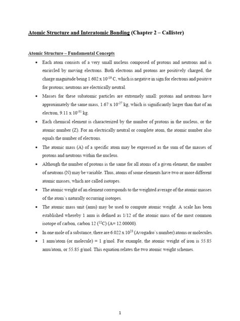 2 Atomic Structure And Interatomic Bonding Pdf Chemical Bond