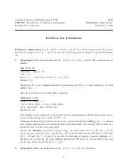 Understanding Cryptography: Solutions to CSE 107 Problem Set 4 | Course Hero