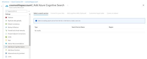 Creating An Azure Search Service Instance For Azure Cosmos Db