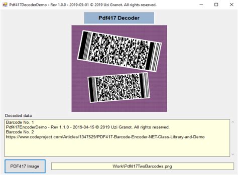 Pdf417 Barcode Decoder Net Class Library And Two Demo Apps Codeproject