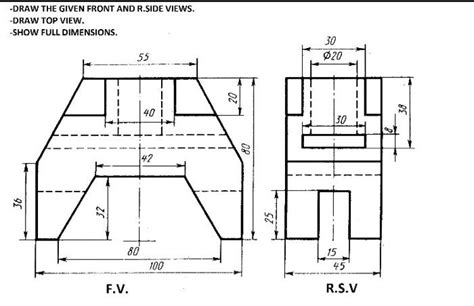 Solved DRAW THE GIVEN FRONT AND R SIDE VIEWS DRAW TOP Chegg