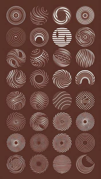 Set Of Circle Linear Geometric Shapes Spiral Round Elements Premium Ai Generated Image