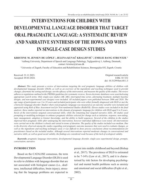 (PDF) Interventions for children with Developmental Language Disorder that target oral pragmatic ...
