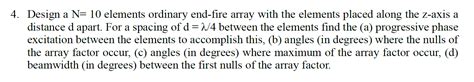 solved 4 design a n 10 elements ordinary end fire array