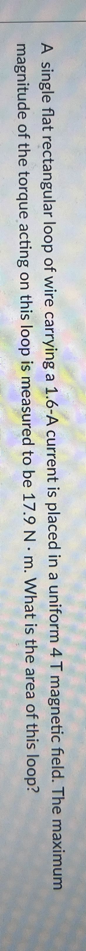 Solved A Single Flat Rectangular Loop Of Wire Carrying A Chegg