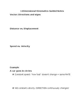 1 D Kinematics Guided Notes By Rod S Ecosystem Lab TPT
