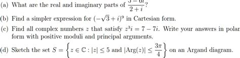 solved a what are the real and imaginary parts of 2 7 6 find
