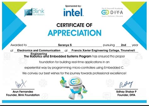 Saranya S On Linkedin Intel Robotics Embeddedsystem Diyaacademy