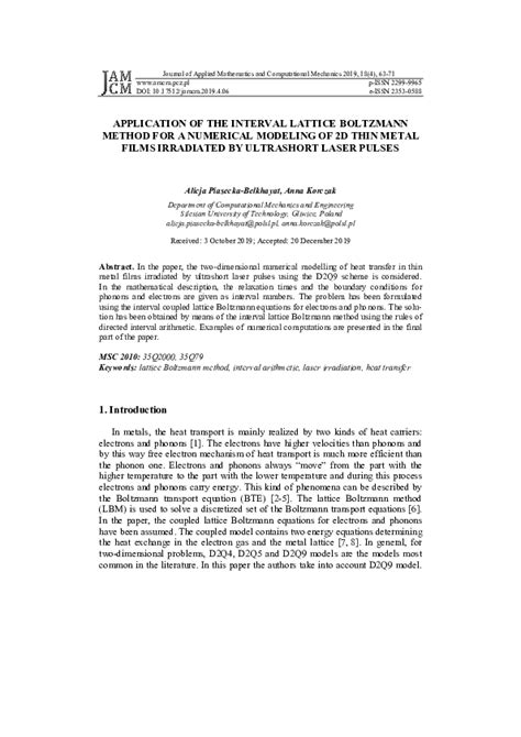 Pdf Application Of The Interval Lattice Boltzmann Method For A