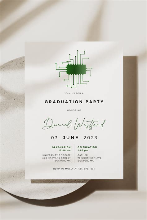 Modern Electrical Engineer School Graduation Party Invitation Template
