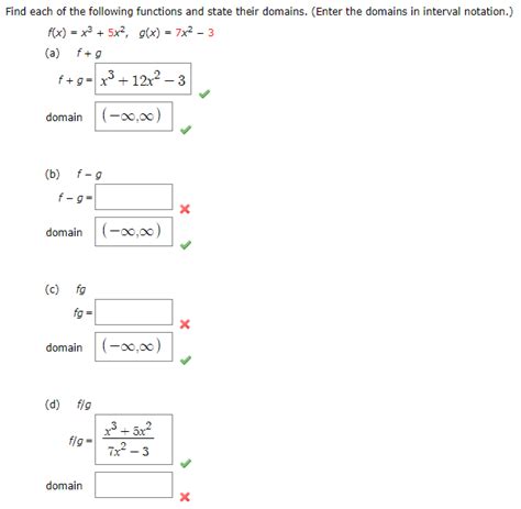 Solved Find The Functions And Their Domains Enter The