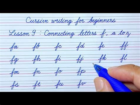 Cursive Writing For Beginners Lesson Connecting Letters F A To Z Cursive Handwriting