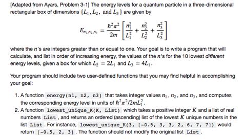 solved [adapted from ayars problem 3 1] the energy levels