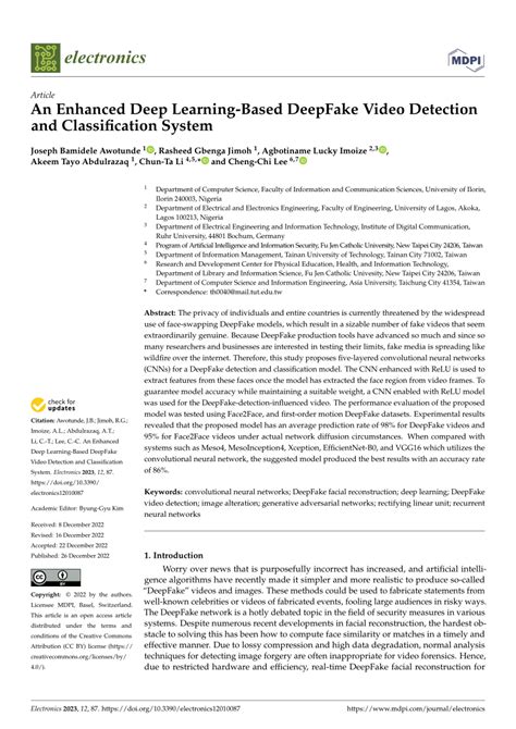 Pdf An Enhanced Deep Learning Based Deepfake Video Detection And