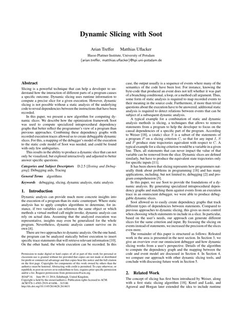 Pdf Dynamic Slicing With Soot