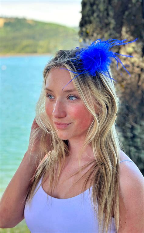 Royal Blue Feather Clip Blue Hair Clip Ostrich Feather Clip Feather Clip Ostrich Clip Photo