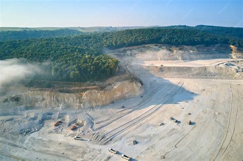 Premium Photo Aerial View Of Open Pit Mining Site Of Limestone