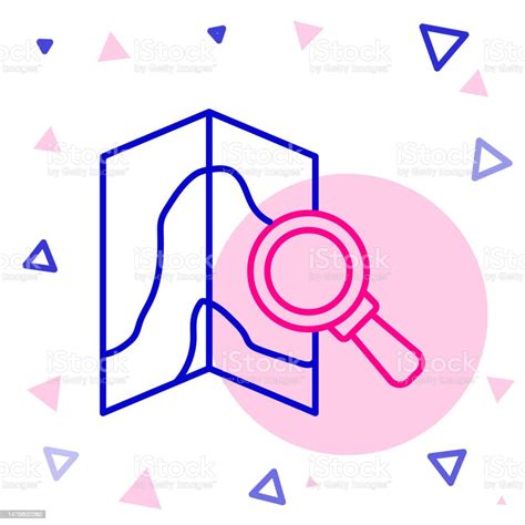 흰색 배경에서 격리된 선 검색 위치 아이콘입니다 포인터 기호가 있는 유리 를 돋보이게 합니다 다채로운 개요 개념 벡터 거리에 대한 스톡 벡터 아트 및 기타 이미지 Istock