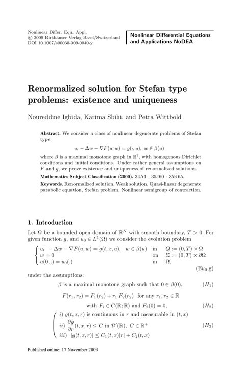 Pdf Renormalized Solution For Stefan Type Problems Existence And