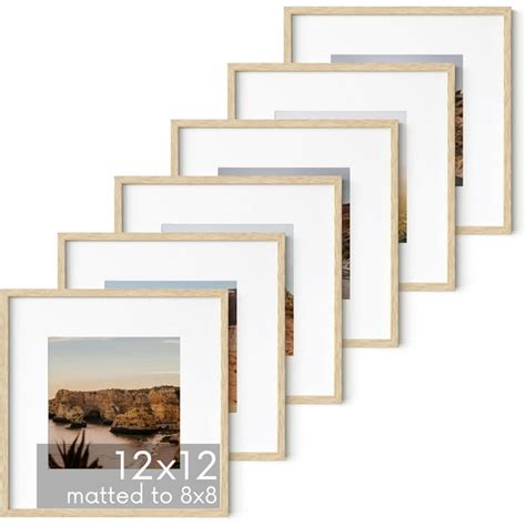 Haus And Hues Solid Oak Wood 12”x12” Picture Frames Matted To 8”x8” Set Of 6 Photo Gallery