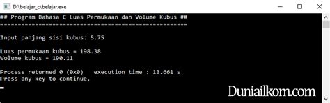 Latihan Program Bahasa C Luas Permukaan Dan Volume Kubus
