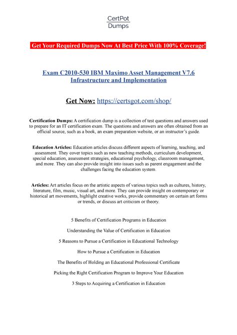 Exam C2010 530 Ibm Maximo Asset Management V7 6 Infrastructure And Implementation Get Your