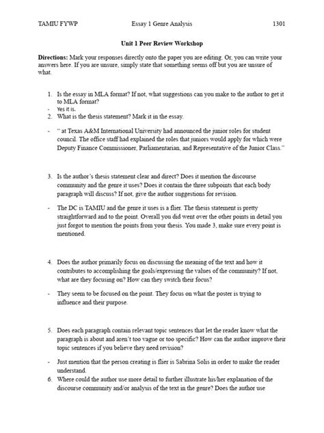 Genre Analysis Questions 1 Pdf