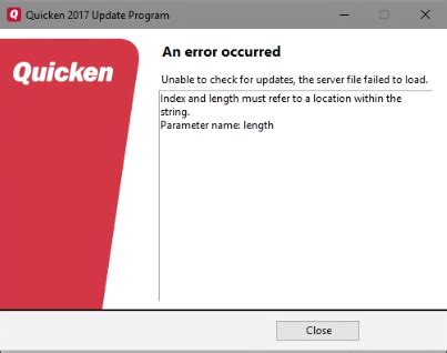 Patch Error Unable To Check For Updates The Server File Failed To Load Quicken
