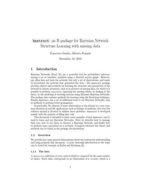 bnstruct an r package for bayesian network structure learning with