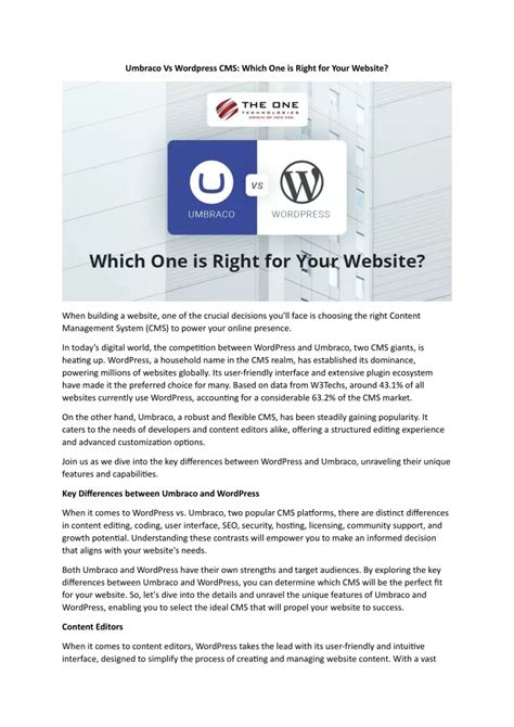 Ppt Umbraco Vs Wordpress Cms Which One Is Right For Your Website