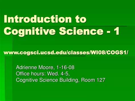 PPT Introduction To Cognitive Science Cogsci Ucsd Classes WI COGS PowerPoint