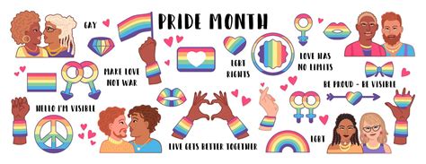 프라이드 플래그 성별 표시 무지개가 있는 Lgbtq 커뮤니티 기호 모음입니다 프라이드 월 개념입니다 게이 퍼레이드 기호 Lgbtq 아이콘 세트입니다 게이