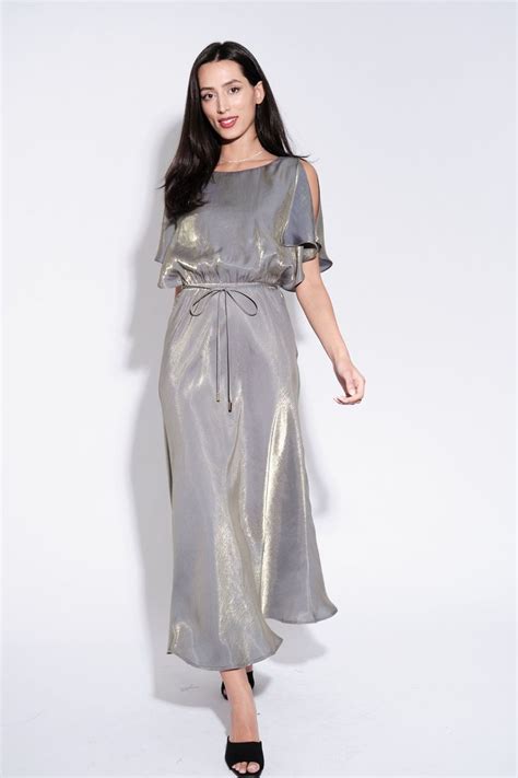 Basford Iridescent Cape Sleeve Midi Dress Midi Dress With Sleeves