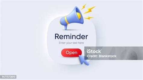경고 알림 알림 메시지 배경입니다 캘린더 이벤트 제안 푸시 알림 상자 3d 메가폰 배너입니다 벡터 0명에 대한 스톡 벡터 아트 및 기타 이미지 Istock