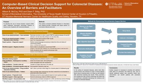 Computer Based Clinical Decision Support For Colorectal Diseases An Overview Of Barriers And